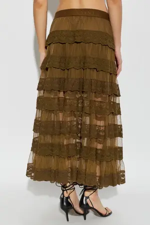 ALLSAINTS Maggie Tiered Lace And Tulle Maxi Skirt - Green