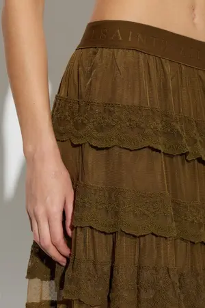 ALLSAINTS Maggie Tiered Lace And Tulle Maxi Skirt - Green