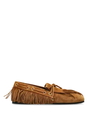 Etro Suede Loafers With Fringe Detailing - Brown