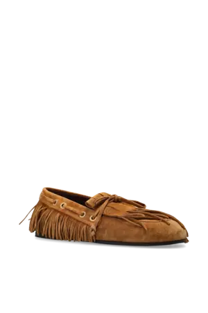 Etro Suede Loafers With Fringe Detailing