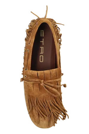 Etro Suede Loafers With Fringe Detailing