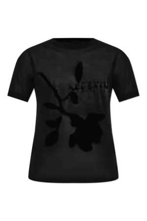 ALLSAINTS Athea Short Sleeve Top With Botanical Motif - Black
