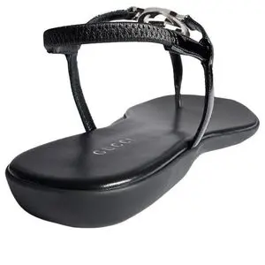 Gucci Thong Sandal With Interlocking G - Black