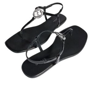 Gucci Thong Sandal With Interlocking G - Black
