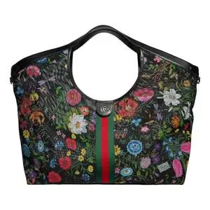 Gucci Giglio Flora Large Tote Bag - Black/multicolor