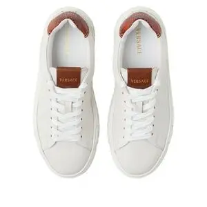 Versace Greca Leather Sneakers - Brown/white