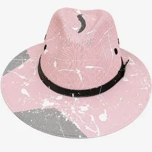 BELLA SOUL Stardust Painted Jute Hat - Pink