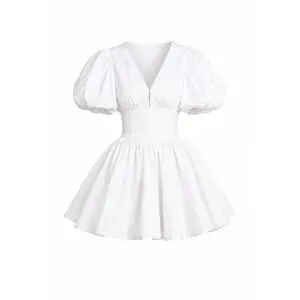 OFUURE Delilah Mini Dress With Puff Sleeves And Corset Waist - White