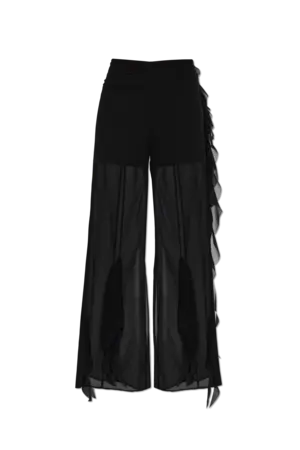 ALLSAINTS Minna Wide Leg Trousers With Ruffle Detail - Black