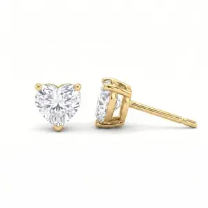 Zahav Jewelry 10k Solid 7mm Heart Cz Stud Earrings - Gold