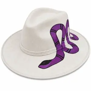 BELLA SOUL Hand-painted Serpent Fedora Hat - Grey/purple