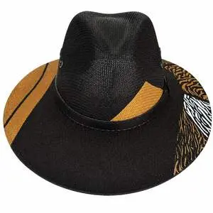 BELLA SOUL Black / Gold Gilded Onyx Painted Jute Hat - Black/gold