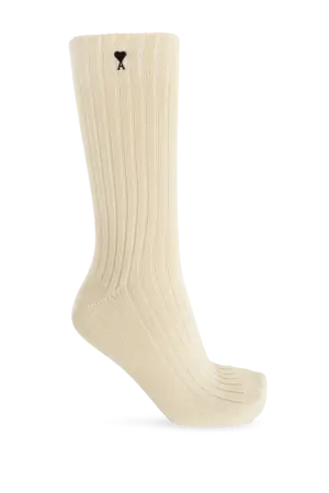 AMI Paris Three-pack Of Crew Socks - Cream