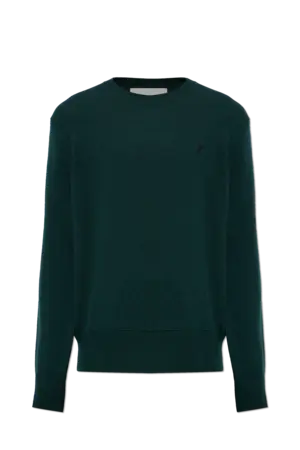 AMI Paris Wool Sweater With Embroidered Logo - Green