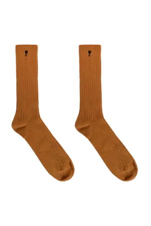 AMI Paris Ribbed Crew Socks With Logo Detail