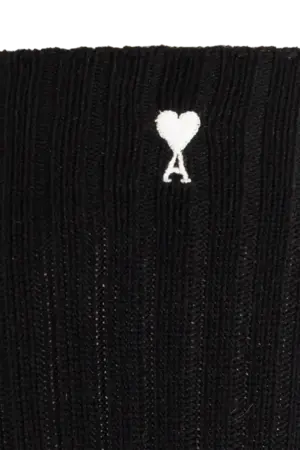 AMI Paris Ribbed Crew Socks With Embroidered Logo
