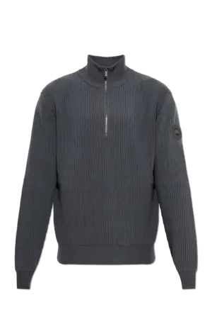 Canada Goose Mckinney Ribbed Wool Quarter Zip Sweater - Grey