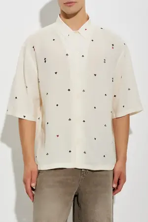 ALLSAINTS Cardsuit' Embroidered Linen Blend Shirt