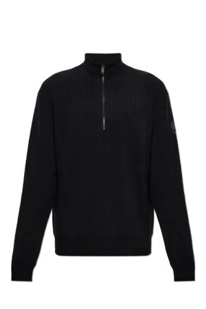 Canada Goose Mckinney" Quarter Zip Ribbed Wool Sweater - Black