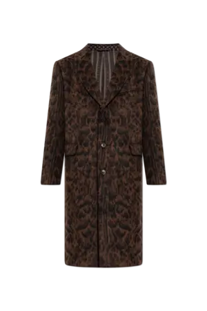 Etro Animal Print Wool Blend Coat - Brown