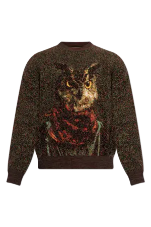 Etro Owl" Graphic Knit Sweater - Brown