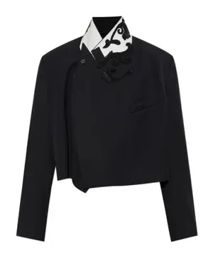 Dries Van Noten Embroidered Cropped Blazer - Black