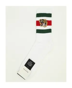 Gucci Tiger Embroidered Striped Socks