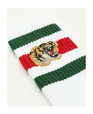Gucci Tiger Embroidered Striped Socks