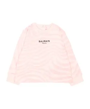 Balmain Zebra Print Long Sleeve Sweatshirt