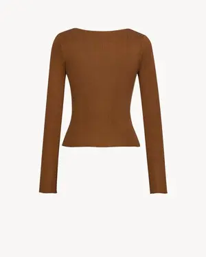 Saint Laurent Ribbed Silk Square Neck Top