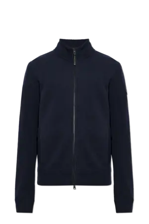 Moncler Wool And Cashmere Blend Cardigan - Navy Blue