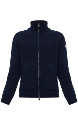 Moncler Wool And Cashmere Blend Cardigan - Navy Blue