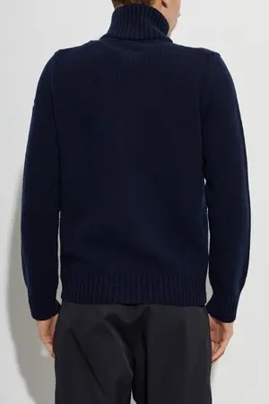 Moncler Wool And Cashmere Blend Cardigan - Navy Blue