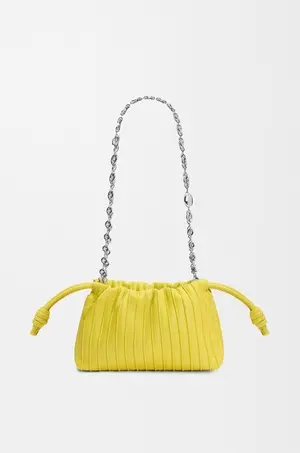 Loewe Mini Flamenco Pleats Purse In Nappa Lambskin - Lemon