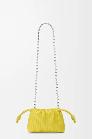 Loewe Mini Flamenco Pleats Purse In Nappa Lambskin - Lemon