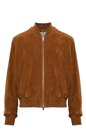 AMI Paris Suede Bomber Jacket - Brown
