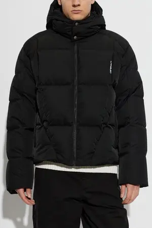 Off-White Zip-up Hooded Puffer Jacket With Embroidered Logo