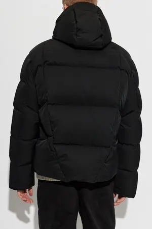 Off-White Zip-up Hooded Puffer Jacket With Embroidered Logo