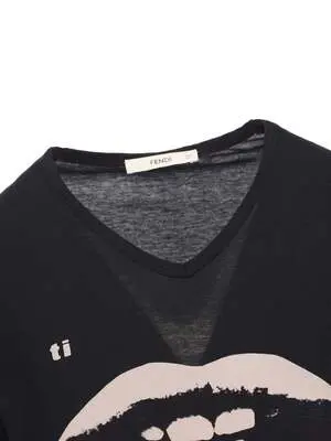 Fendi Ti Amo" Print V-neck T-shirt