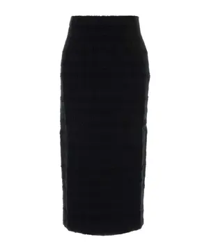 Alessandra Rich Checked Tweed Midi Skirt