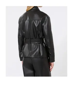 Max Mara Long-sleeved Leather Jacket