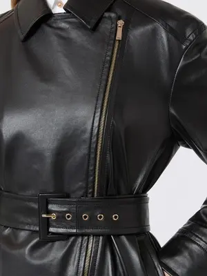 Max Mara Long-sleeved Leather Jacket