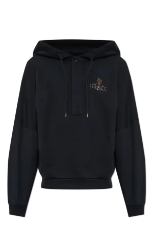 VIVIENNE WESTWOOD Batwing' Embroidered Cotton Hoodie - Navy Blue