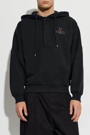 VIVIENNE WESTWOOD Batwing' Embroidered Cotton Hoodie - Navy Blue