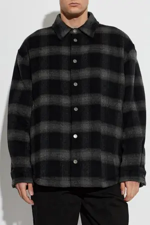 Off-White Wool Blend Plaid Check Jacket