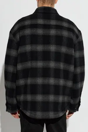 Off-White Wool Blend Plaid Check Jacket
