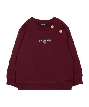 Balmain Logo-print Button-detail Sweater - Brown