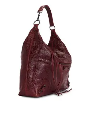 Balenciaga Le City Medium Leather Shoulder Bag - Berry Red