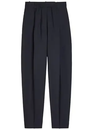 RÓHE Daria Pleated Wool-blend Trousers - Navy
