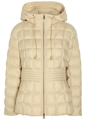 Moncler Engoulevent Hooded Quilted Shell Jacket - Beige